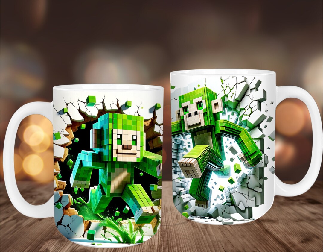 Minecraft Style Monkey Hole A Wall Mug Wrap, Mug Sublimation Design ...