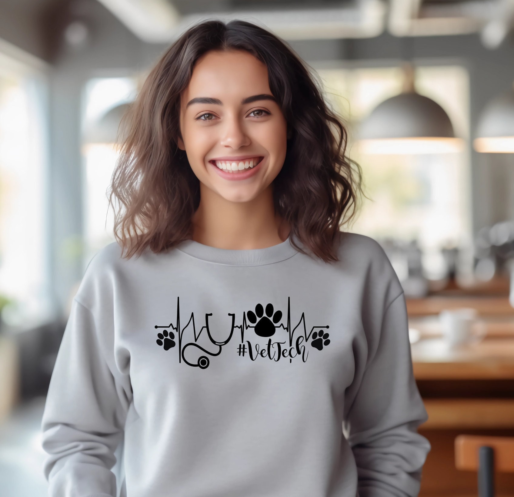 Vet Tech Paw Prints Ekg Veterinary Technician Medicine Office Gift ...