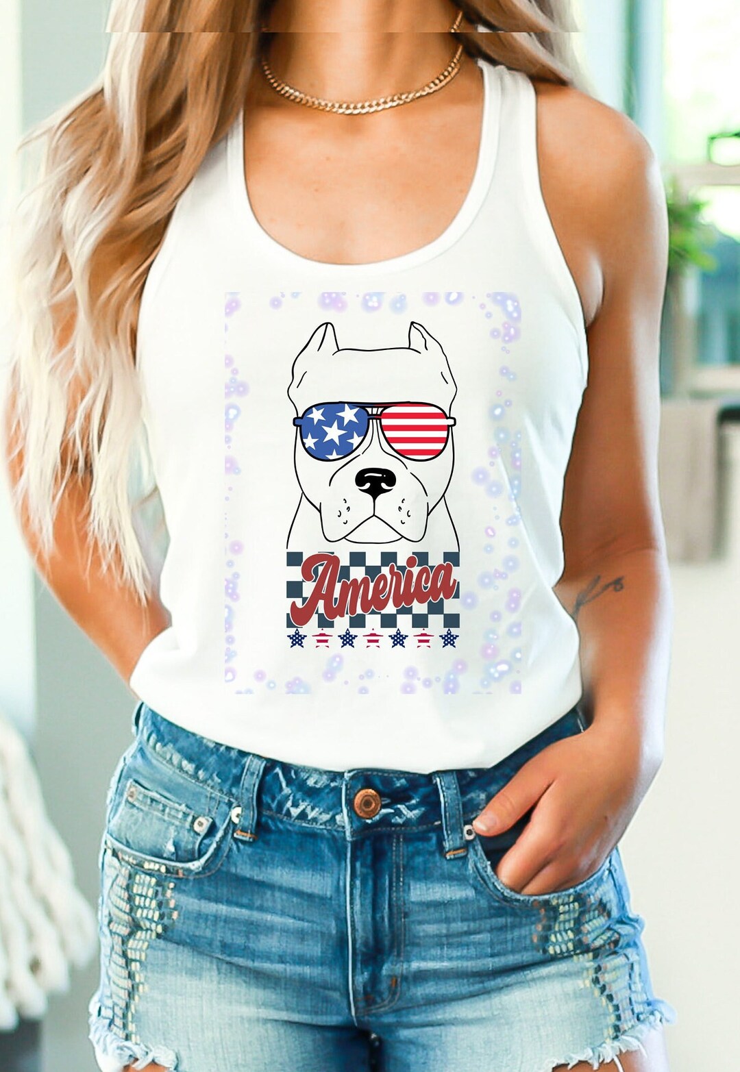Patriotic,july 4th, Pitbull Dog, Razorback,independence Day,tank Top ...