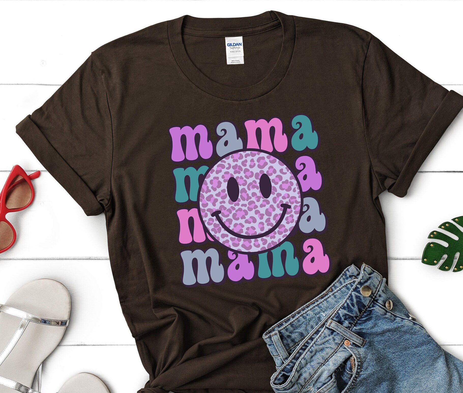 Mama, Smiley Face, Retro Font, Sentimental, Flowers, Bright, Colorful ...