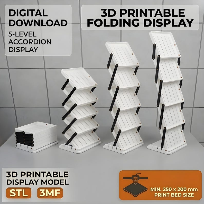 Foldable Vendor Display STL 3MF | Adjustable Market Stand for Stickers ...