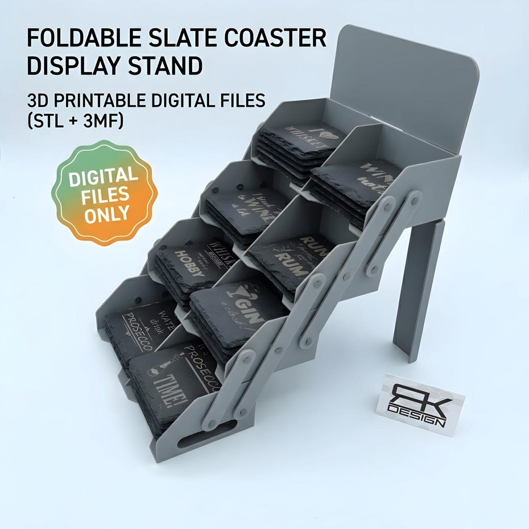 3D Printable Coaster Display STL 3MF | Foldable Sales Shelf for Market ...