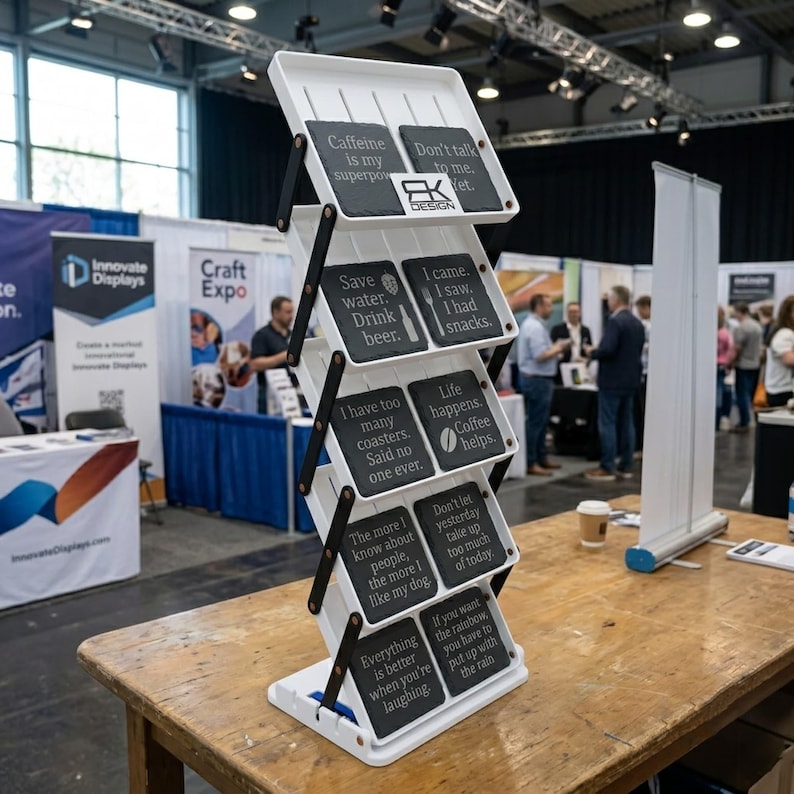Foldable Vendor Display STL 3MF | Adjustable Market Stand for Stickers ...