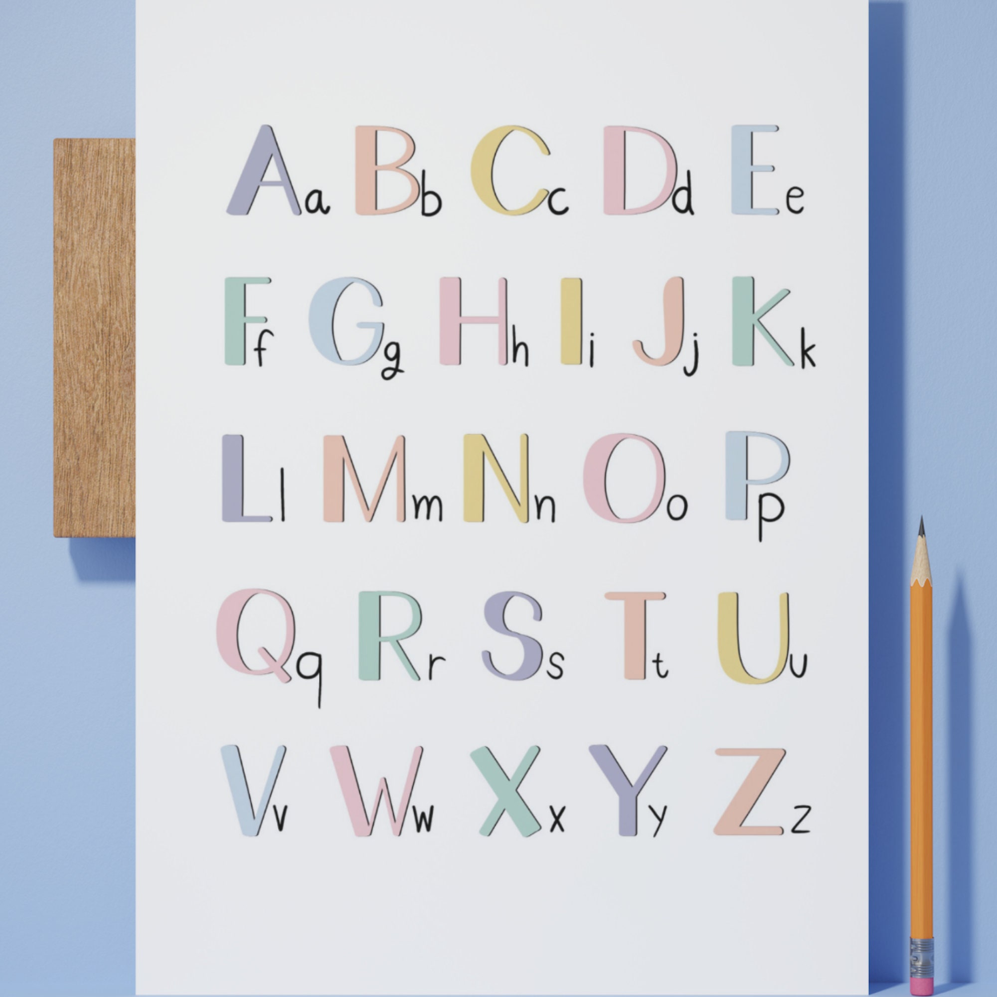 Rainbow Alphabet Poster, Handwriting Chart Print, Educational Wall Art ...