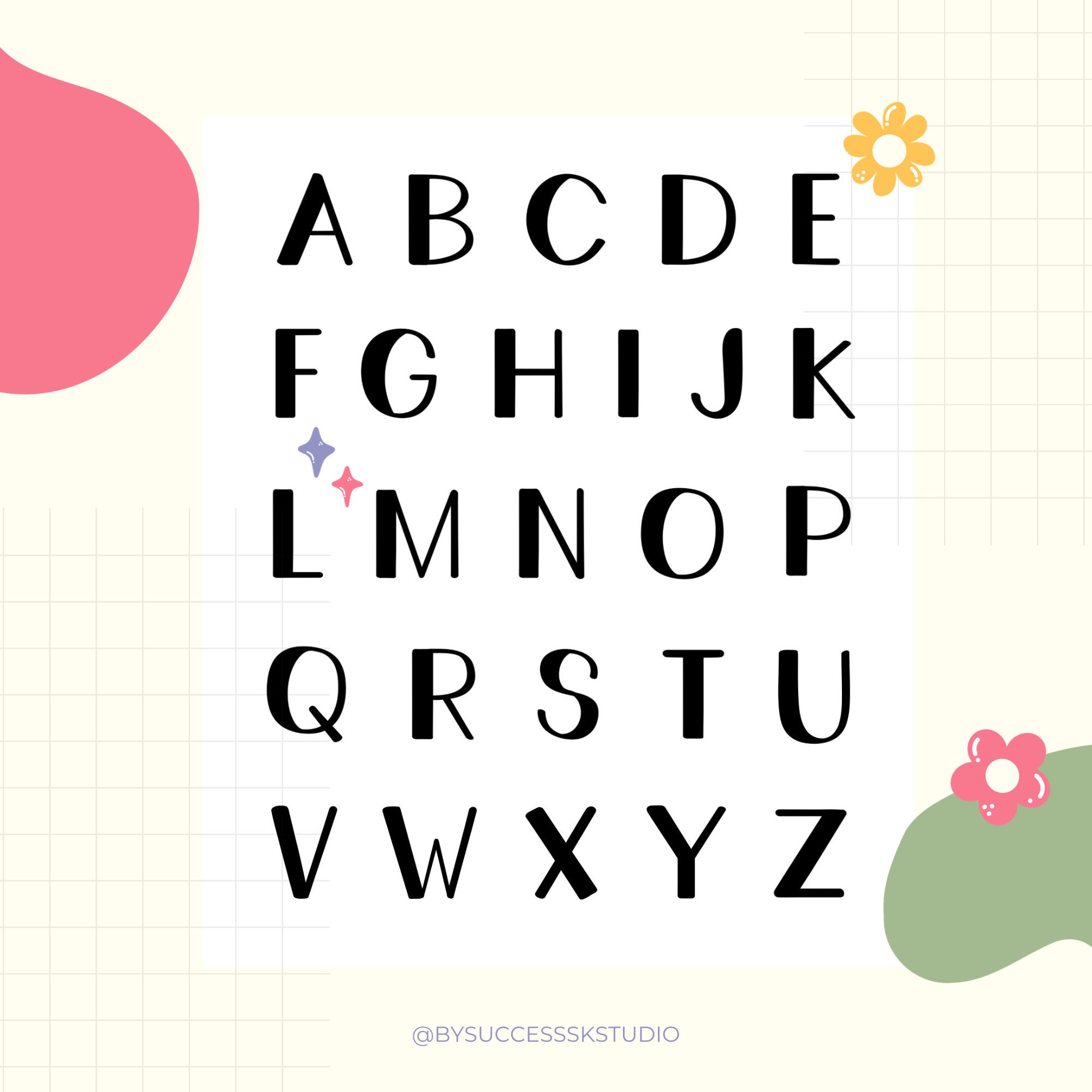 26 Simple Letters Print SVG, Doodle Alphabet SVG, Alphabet Letters SVG ...