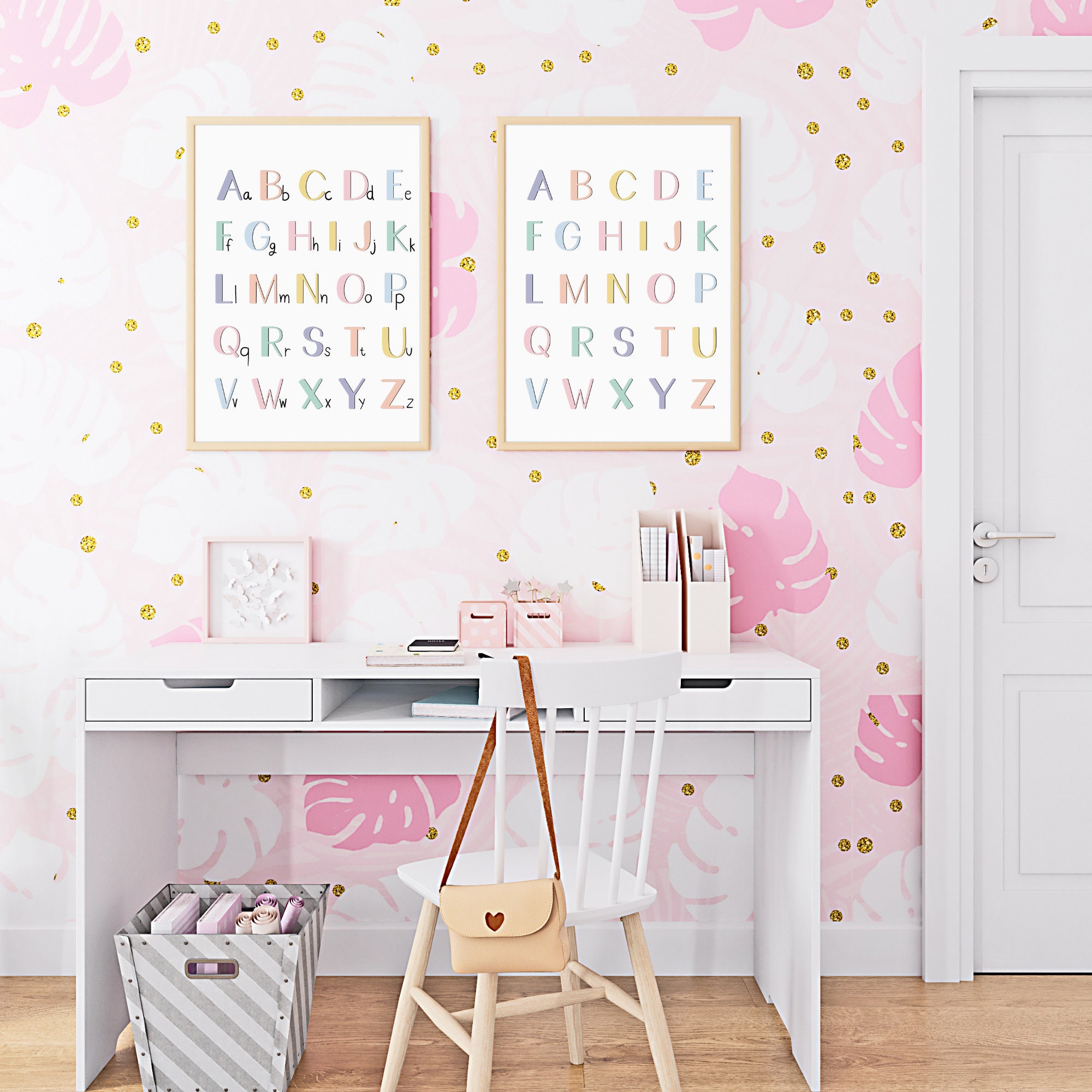 Rainbow Alphabet Poster, Handwriting Chart Print, Educational Wall Art ...