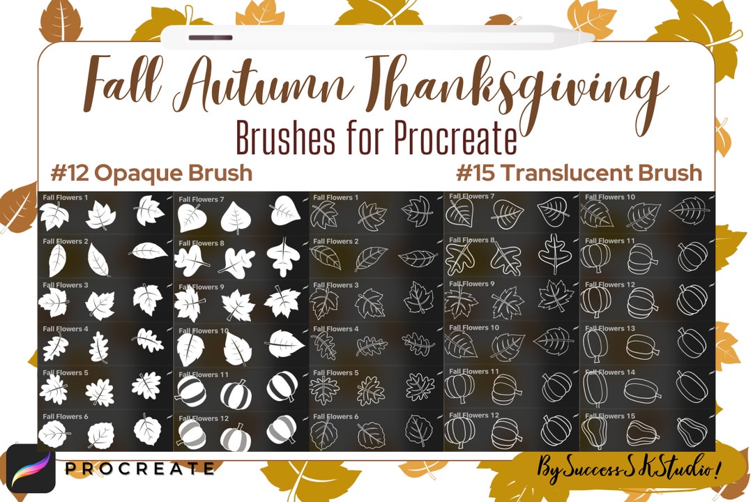 15 Procreate Autumn Brush Pattern, Procreate Brush, Fall Leave, Stamp Brushes, Pattern Brush ...