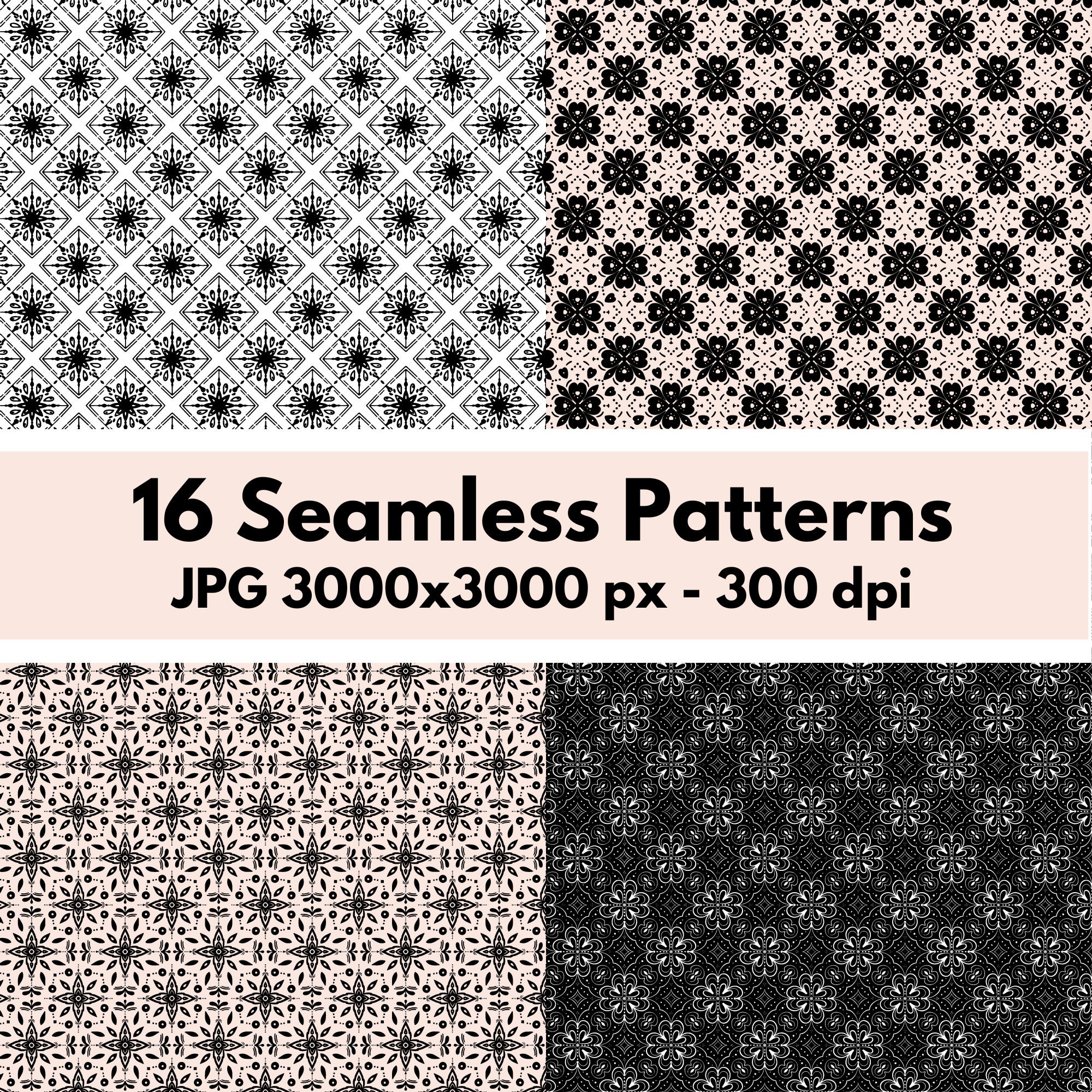 16 Zentangle Patterns Templates, Seamless Patterns, Digital Download ...
