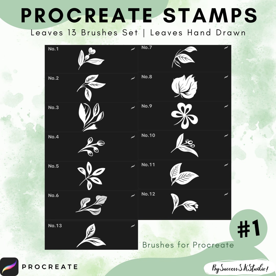 Procreate Leaves Brush Set, 13 Foliage Stamps (digital Download) - Etsy
