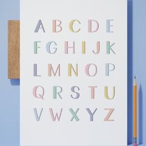 Rainbow Alphabet Poster, Handwriting Chart Print, Educational Wall Art ...