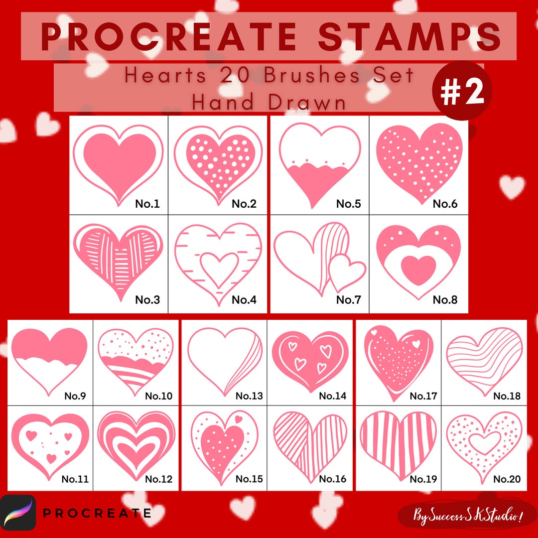 Heart Procreate Stamps | Heart Brushes | Procreate Heart Stamps ...