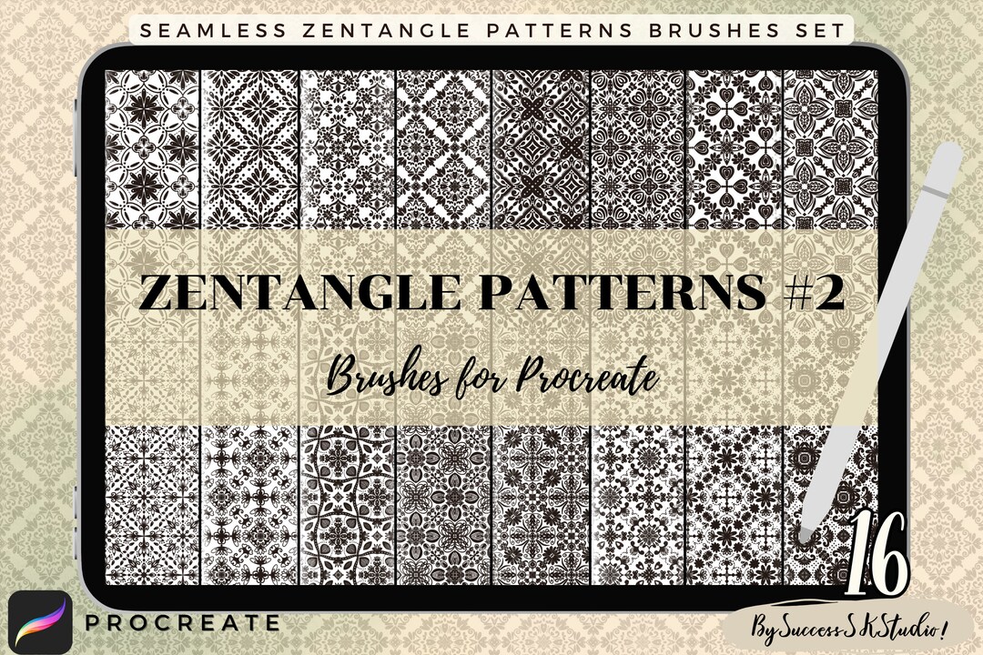 16 Procreate Brushes Pattern Seamless Zentangle, Seamless Patterns ...