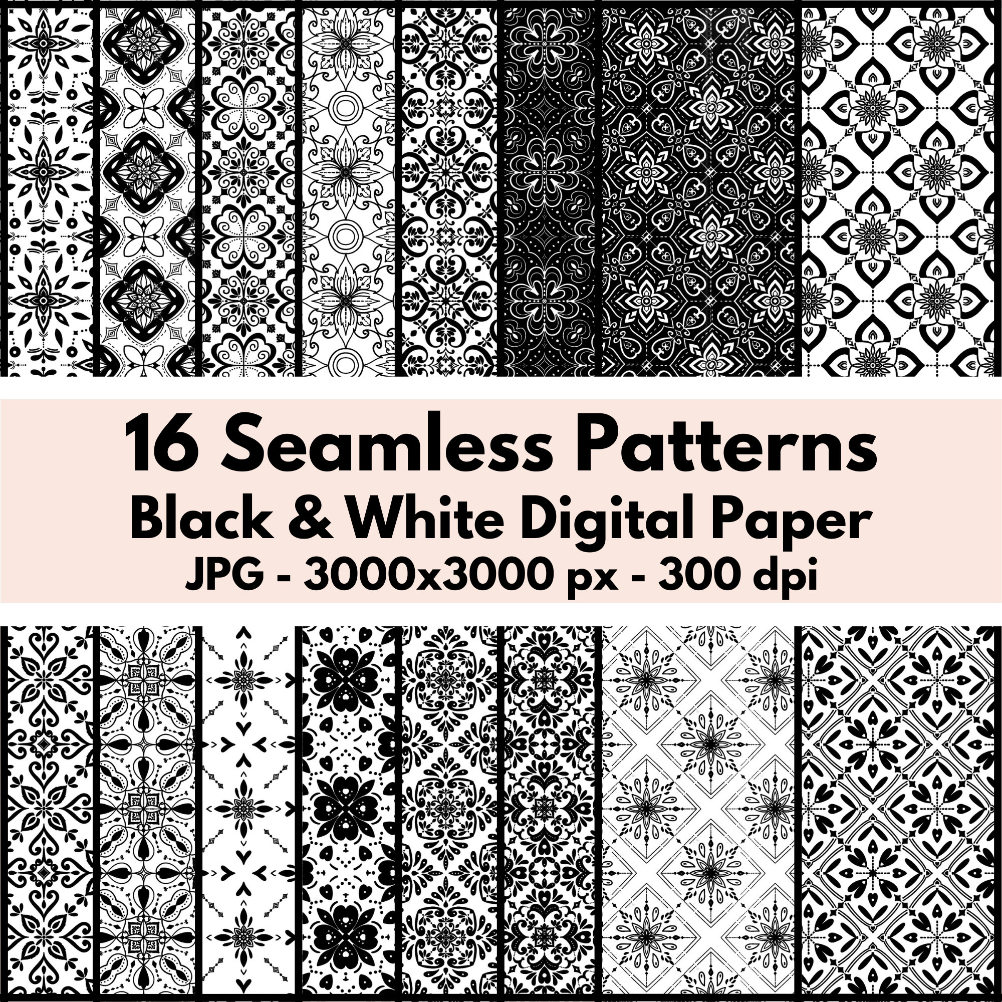16 Zentangle Patterns Templates, Seamless Patterns, Digital Download ...