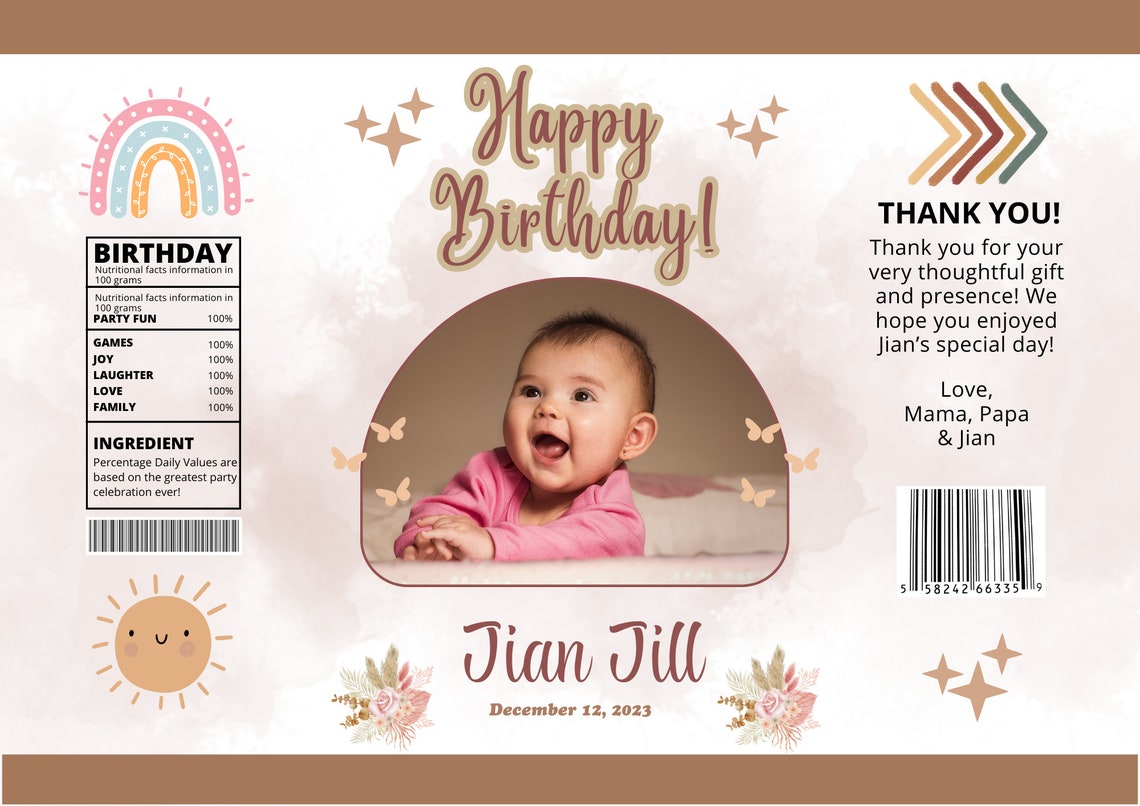 Birthday Chip Bag /candy Bag. Easy to Print and Edit, Png - Etsy