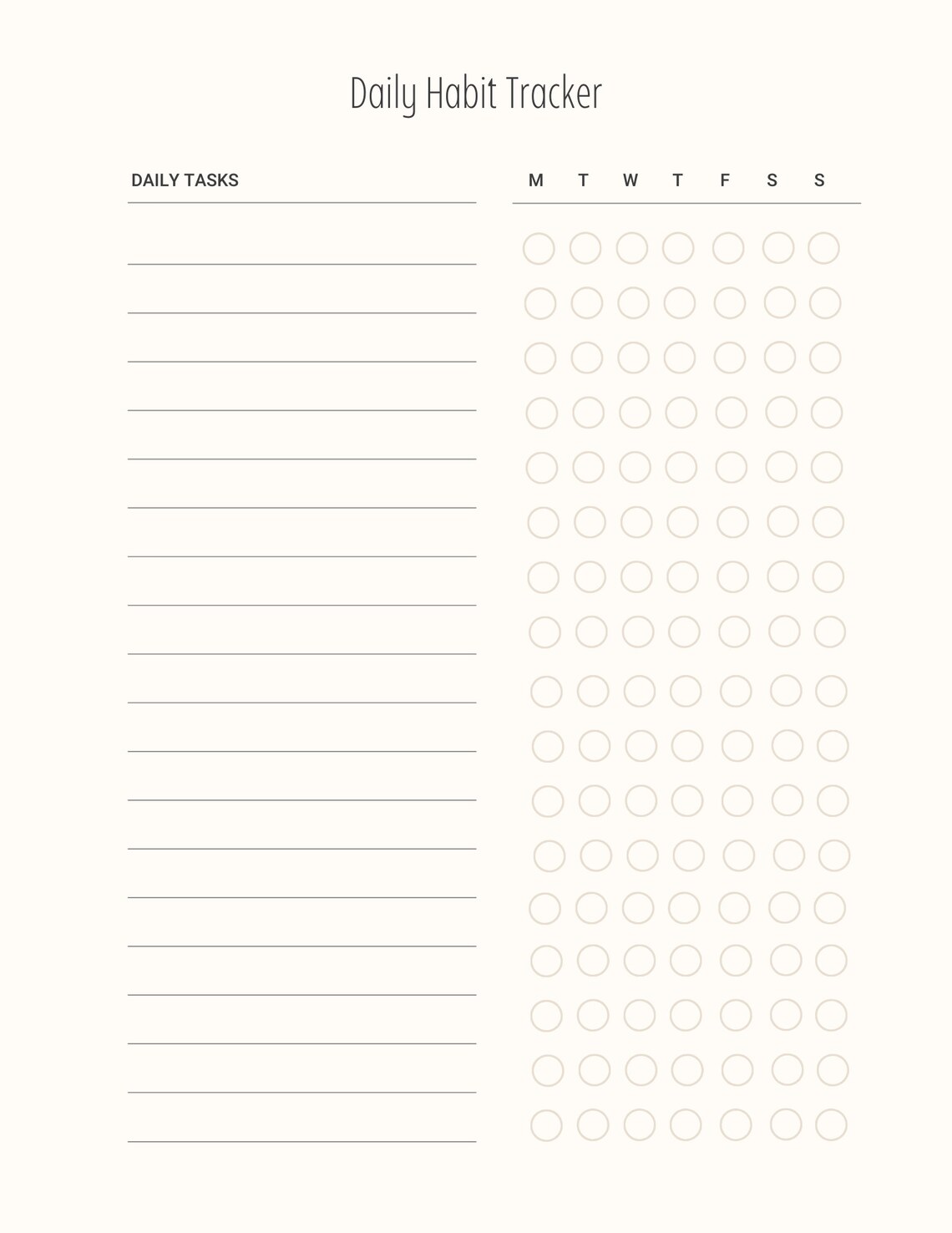 Minimalistic Daily Habit Tracker Printable Everyday Habit Tracker ...