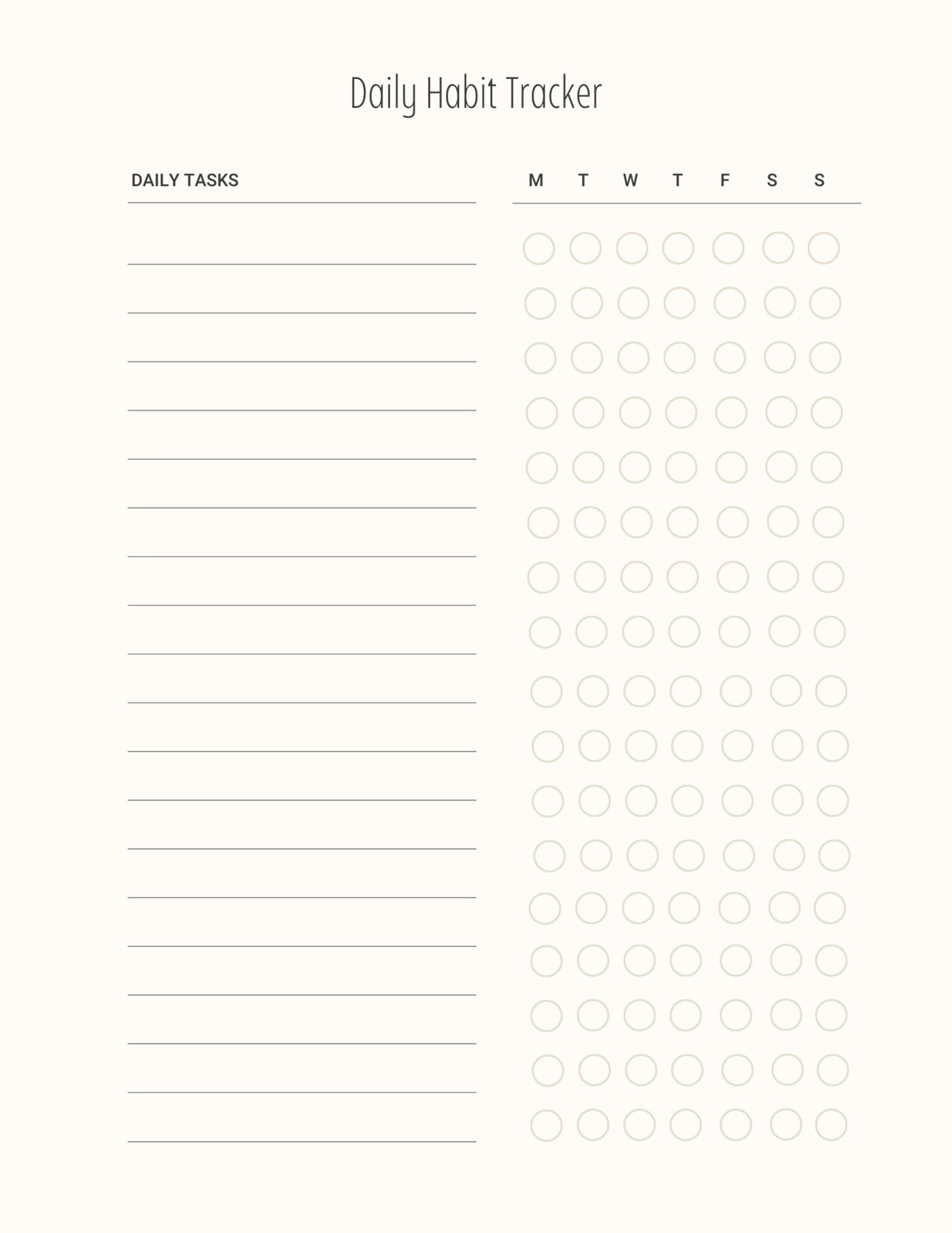 Minimalistic Daily Habit Tracker Printable Everyday Habit Tracker ...