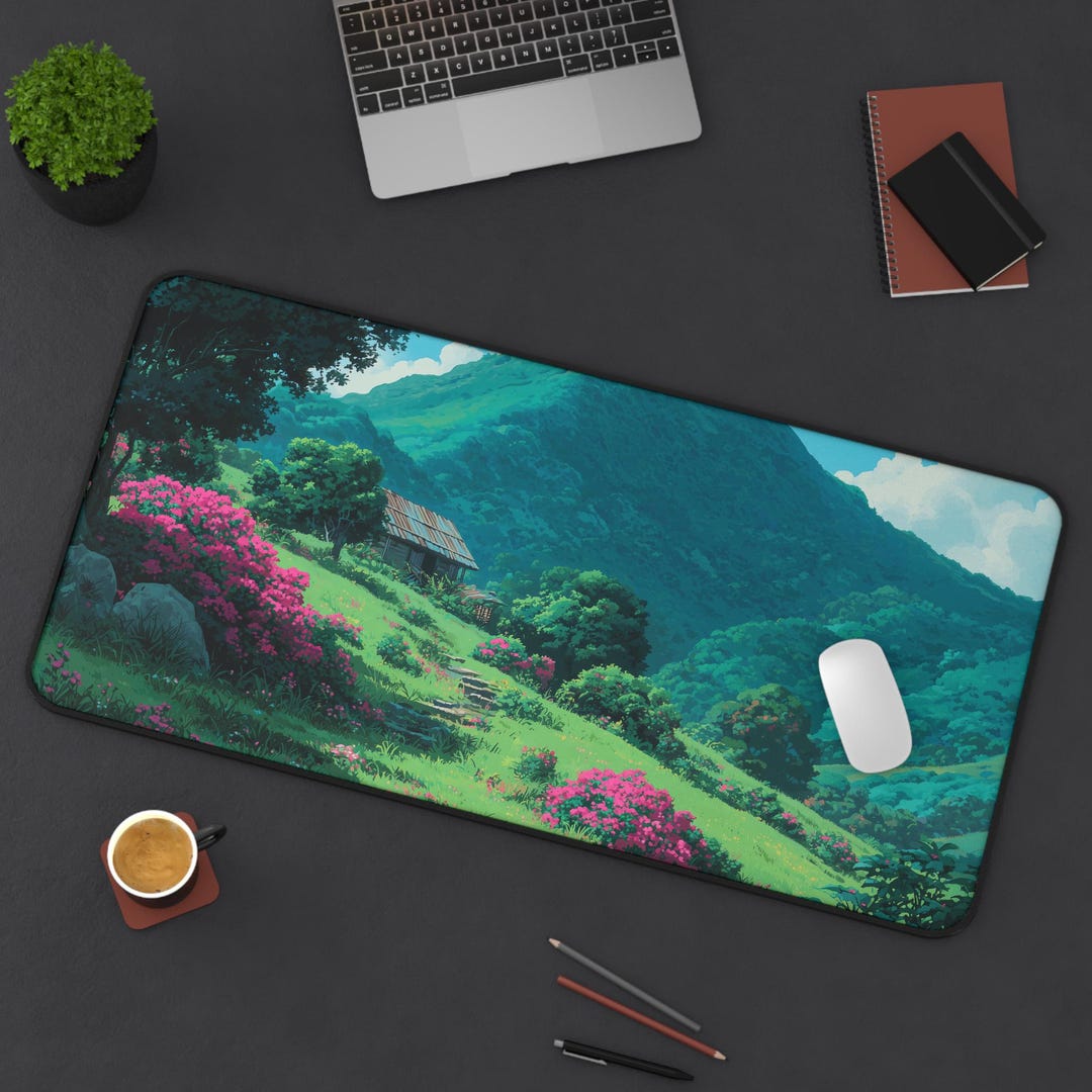 Ghibli Desk Mat - HIBISCUS HIDEOUT - Anime Mouse Pad - Ghibli Deskmat ...