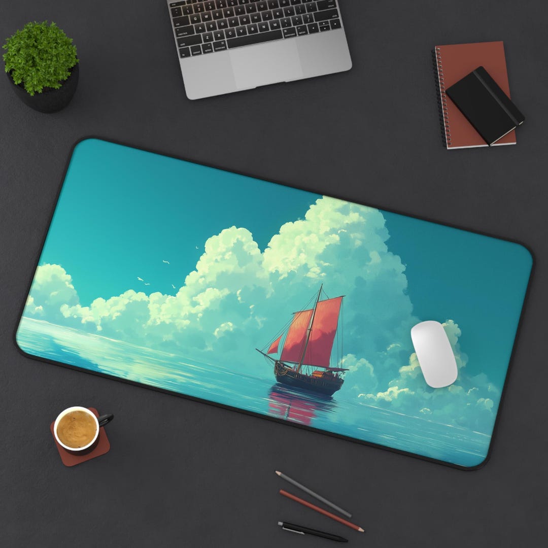 Ghibli Office Decor - CLOUDBOUND DRIFT - Anime Mouse Pad - Lofi Deskmat ...