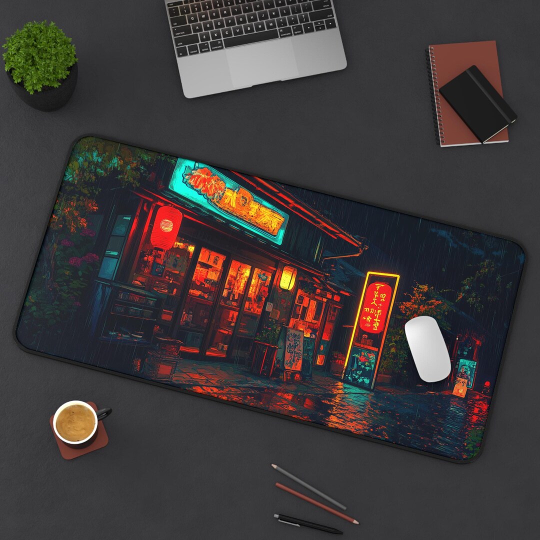 Anime Desk Mat - KURAI AME - Cyberpunk Mouse Pad - Japan Homedecor ...