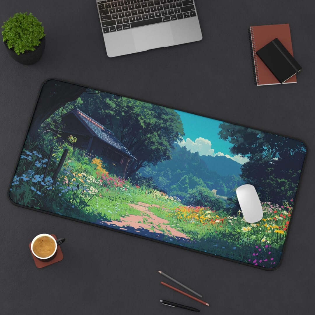Ghibli Desk Mat - FORGOTTEN GARDENS - Anime Mouse Pad - Cottagecore ...