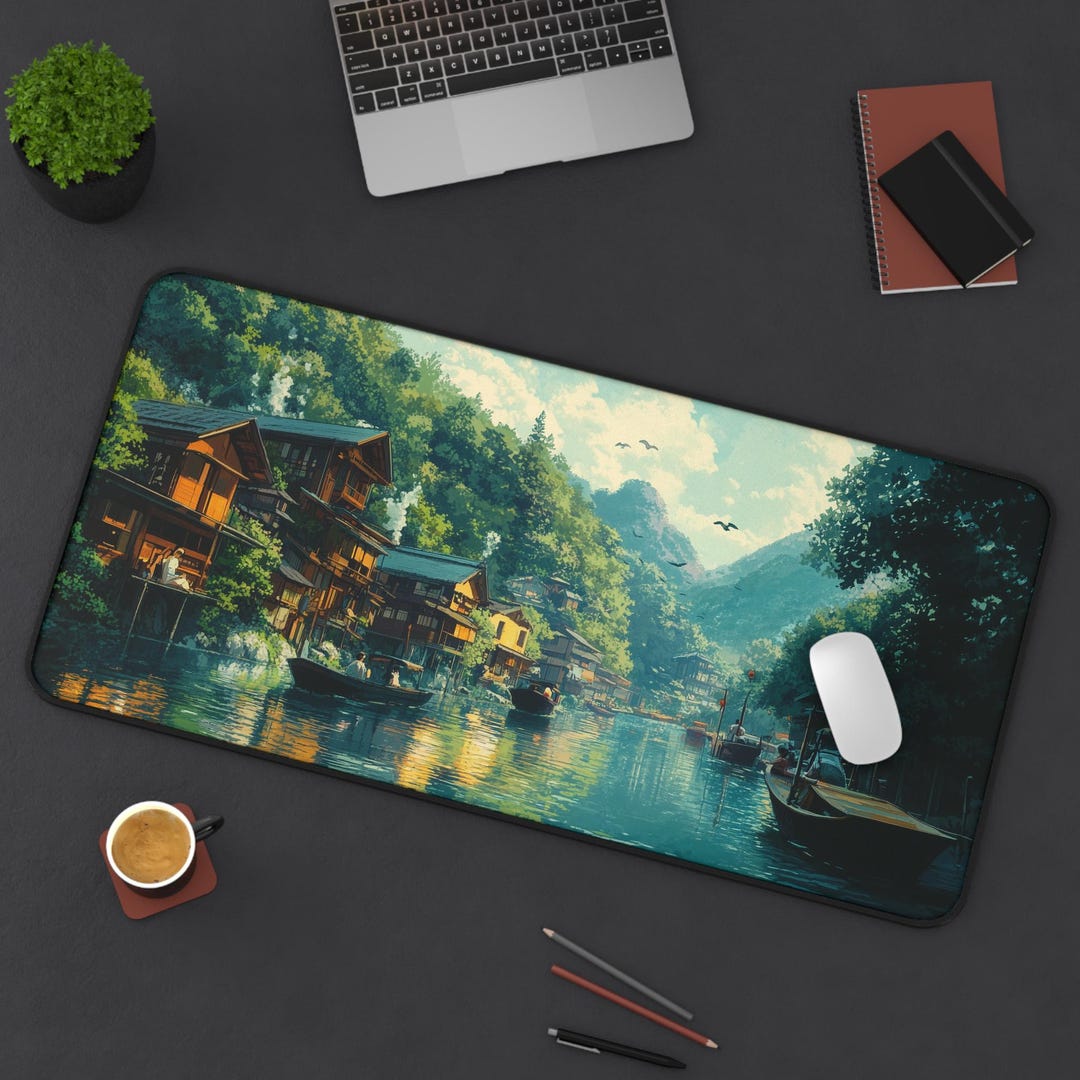 Anime Desk Mat - INAKA WATERWAYS - Japan Mouse Pad - Ghibli Deskmat ...
