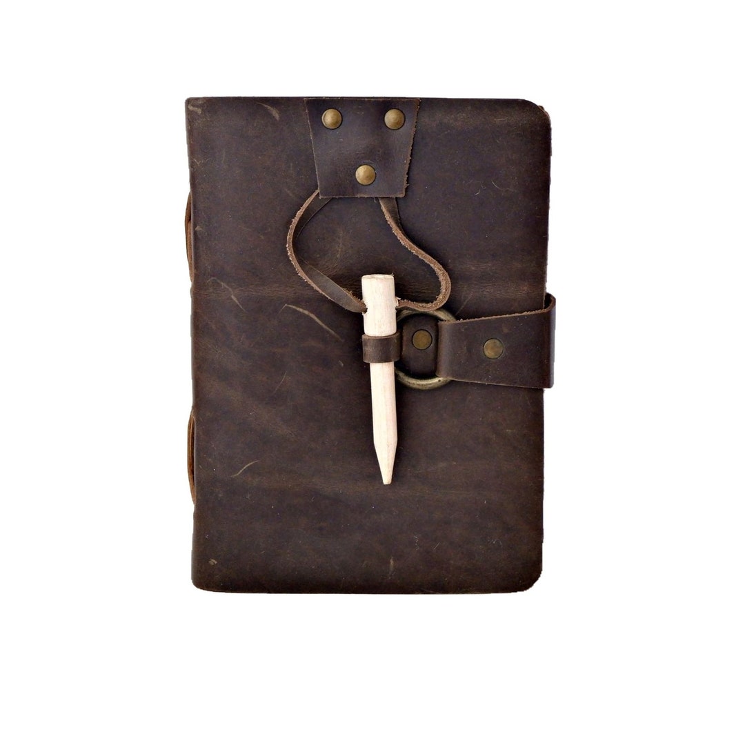 Vintage Wooden Pencil Lock Leather Journal Handmade Antique - Etsy