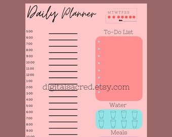 Pink Daily Planner Template - Digital Download - Etsy