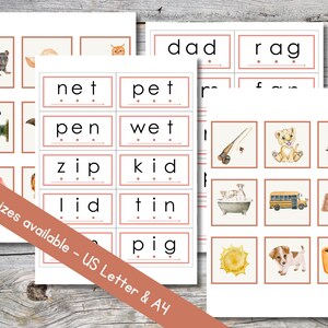CVC Flashcards, Phonics Cards, Short Vowel, Montessori, Kindergarten ...