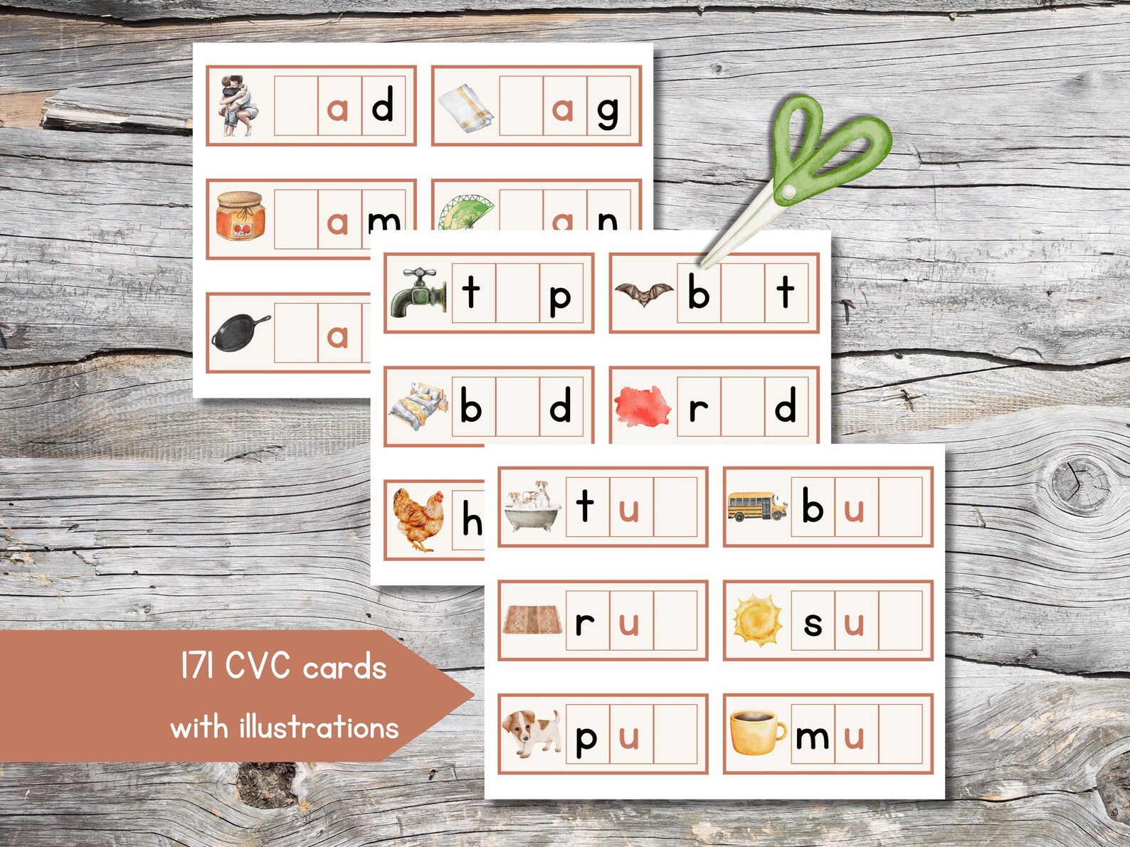 CVC Word Cards: Missing Sound Phonics Game (digital Download) - Etsy