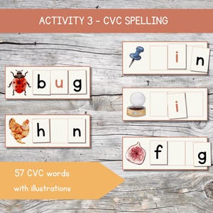 Printable Montessori Moveable Alphabet BUNDLE. CVC Reading Activity ...