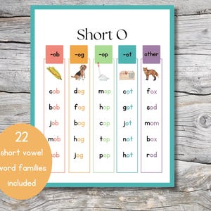 CVC Words List Cards: Short Vowel Phonics (printable) - Etsy