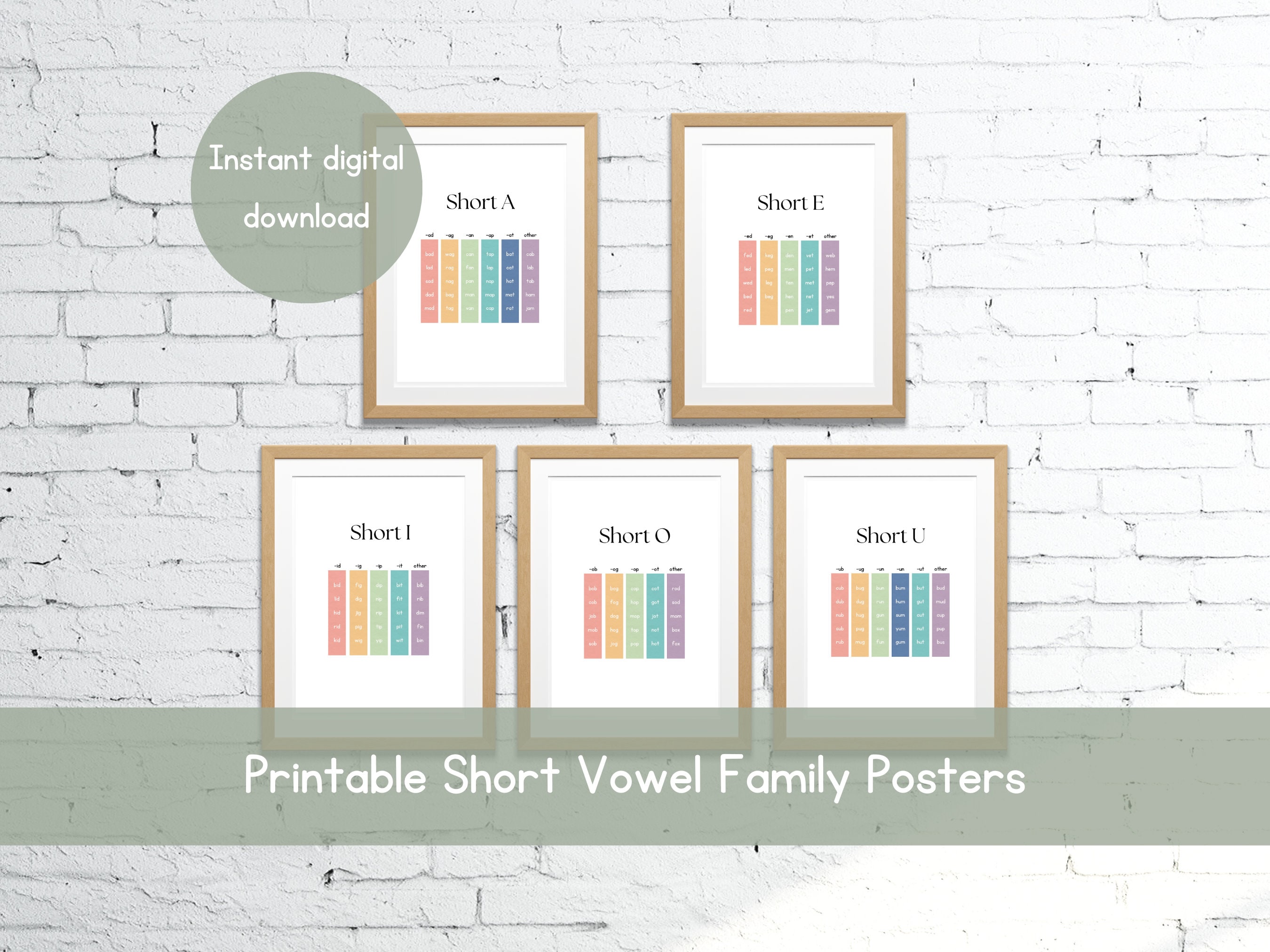 Montessori CVC Phonics. Printable Short Vowel Word Family - Etsy