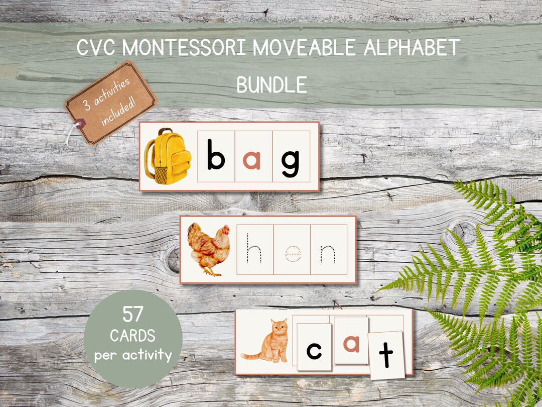 Printable Montessori Moveable Alphabet Bundle. CVC Reading - Etsy