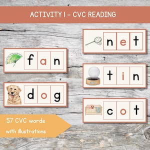Printable Montessori Moveable Alphabet BUNDLE. CVC Reading Activity ...