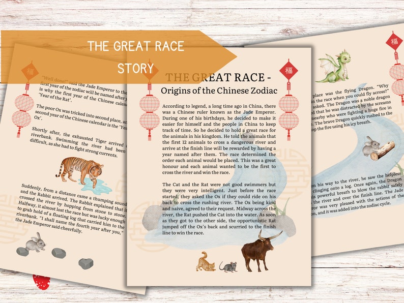 Chinese Zodiac Animal BUNDLE. Great Race Story. Chinese Zodiac Wheel ...