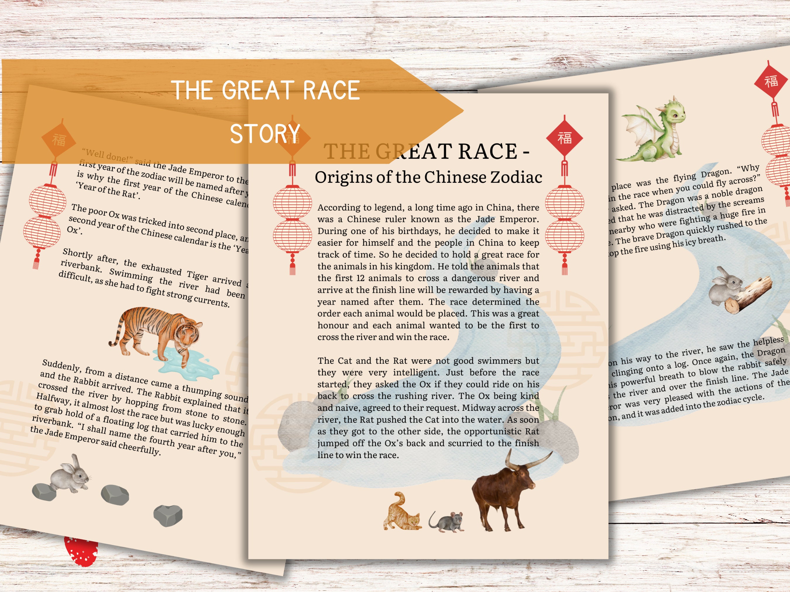 Chinese Zodiac Animal BUNDLE. Great Race Story. Chinese Zodiac Wheel ...