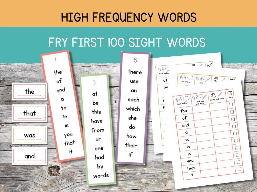 Fry First 100 Sight Words Flashcards: Homeschool Printable (digital ...