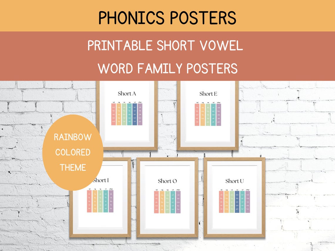 Montessori CVC Phonics. Printable Short Vowel Word Family Poster. CVC ...