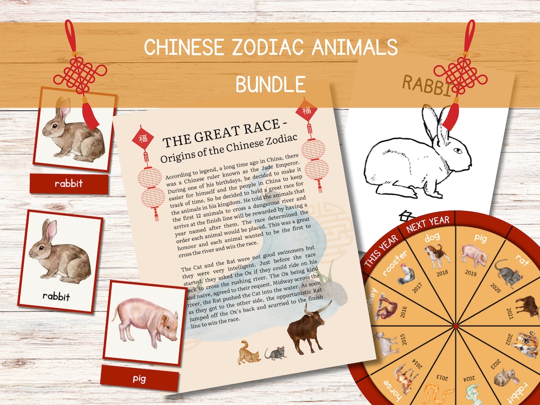 Chinese Zodiac Animal BUNDLE. Great Race Story. Chinese Zodiac Wheel ...