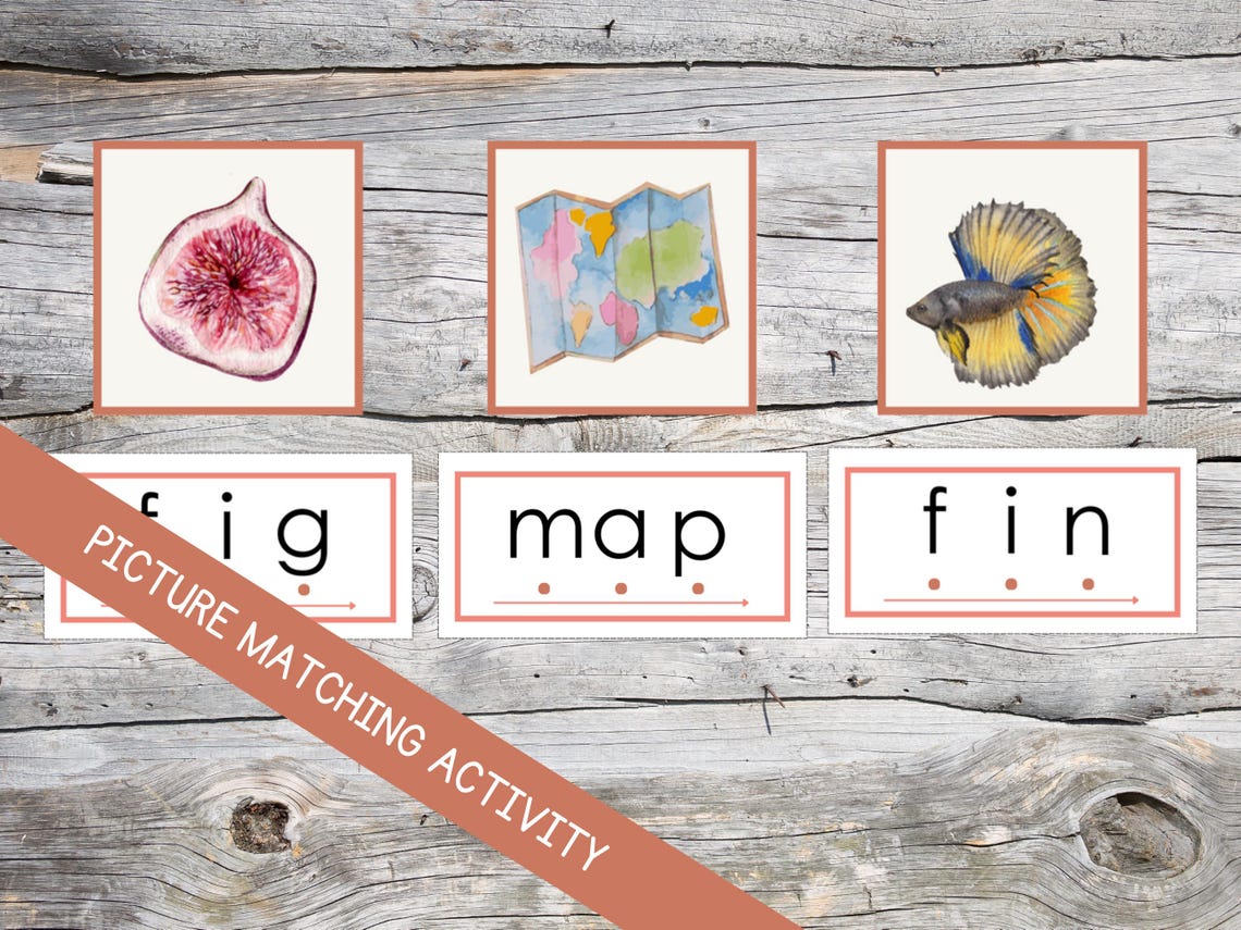 CVC Flashcards, Phonics Cards, Short Vowel, Montessori, Kindergarten ...