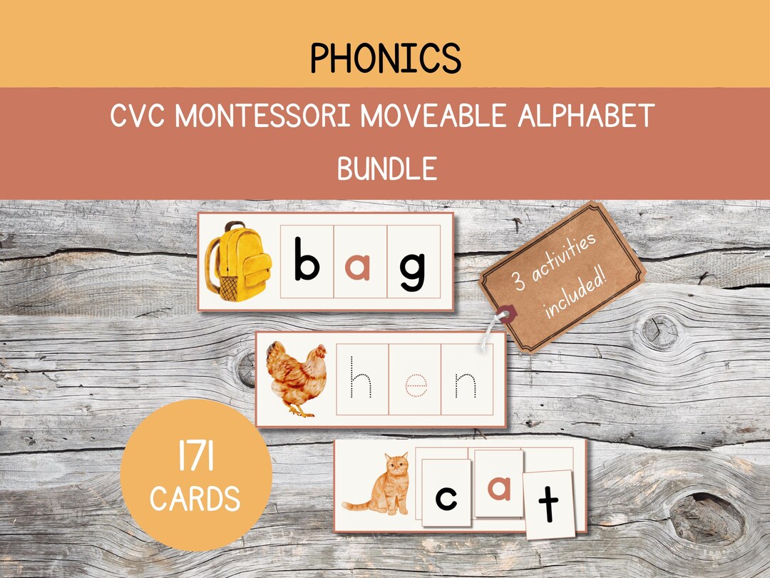 Printable Montessori Moveable Alphabet BUNDLE. CVC Reading Activity ...