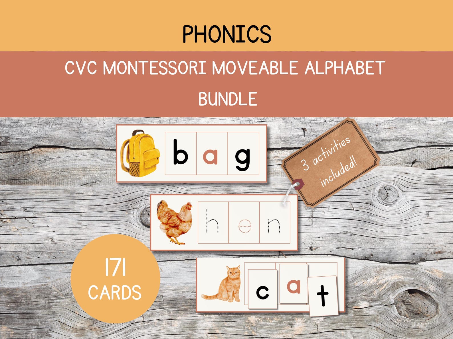 Printable Montessori Moveable Alphabet BUNDLE. CVC Reading Activity ...