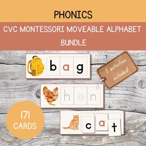 Printable Montessori Moveable Alphabet BUNDLE. CVC Reading Activity ...