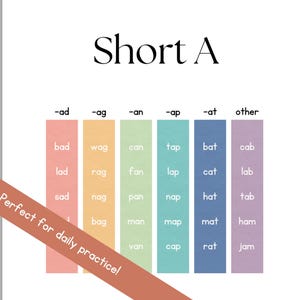 Montessori CVC Phonics. Printable Short Vowel Word Family Poster. CVC ...