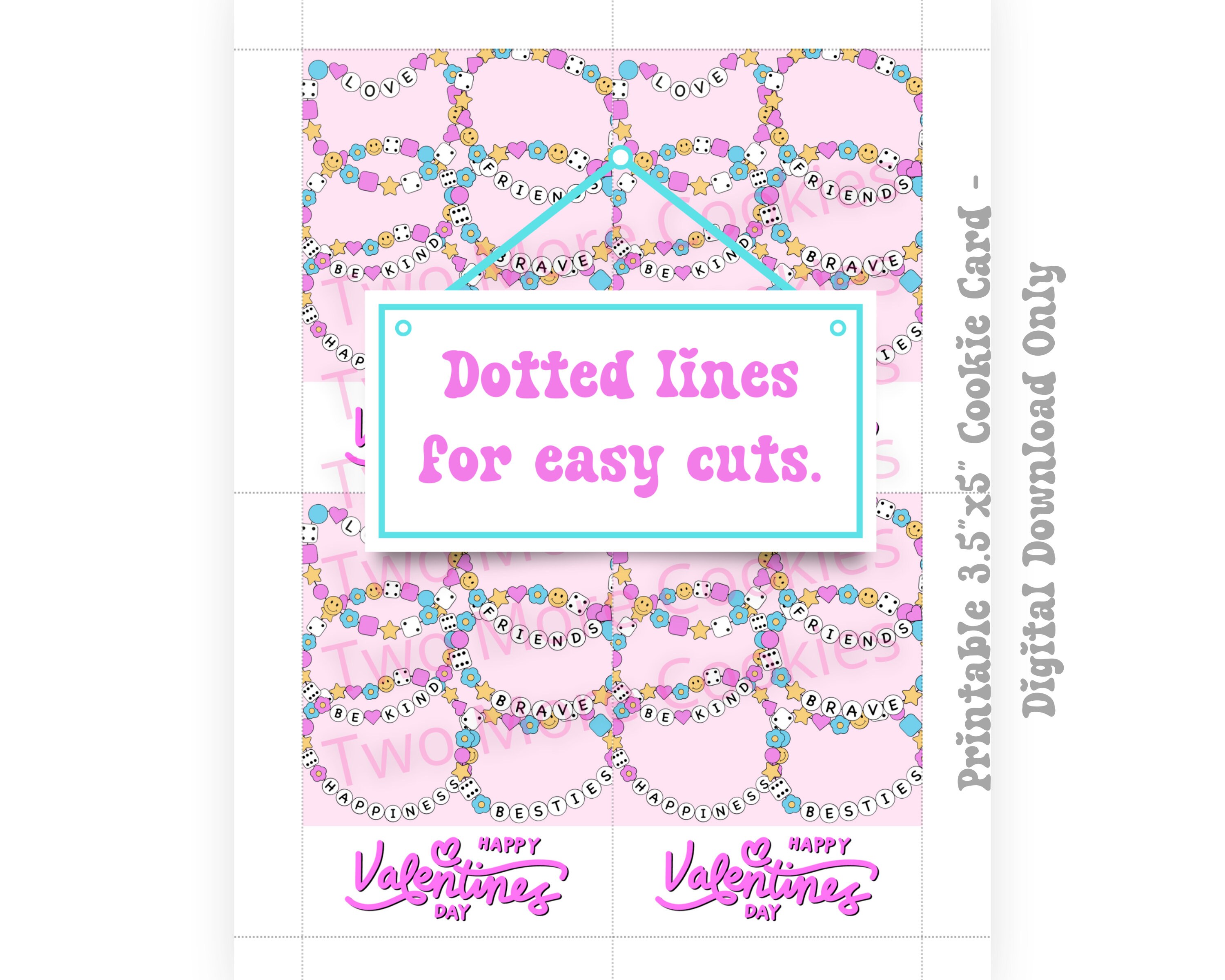 Bracelets Cookie Card, Printable Valentines Day Cookie Card, Taylor ...