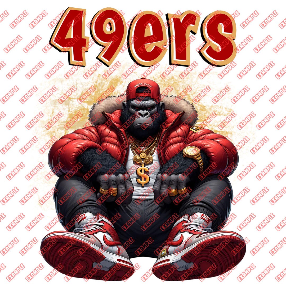 49ers Fan Art Silverback Gorilla Urban Style Digital Sublimation Png ...