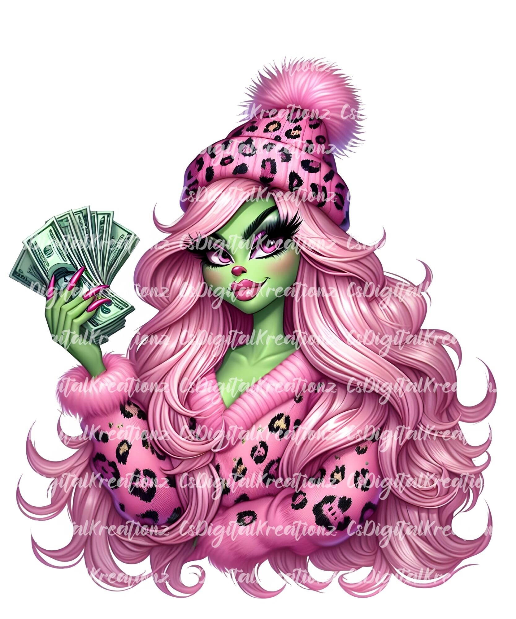 Boujee Green Beauty Pink Leopard Grenchola Sublimation Digital PNG - Etsy