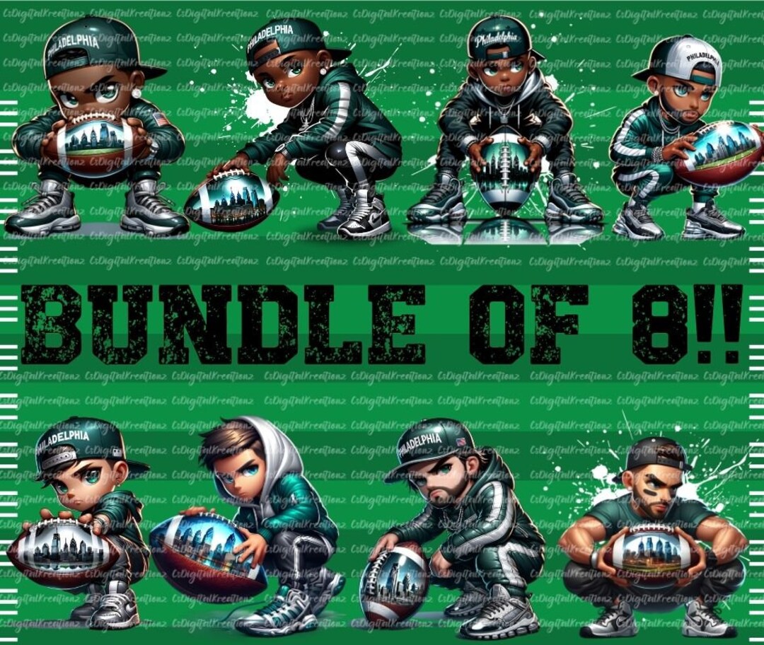 Philadelphia Football Skyline Chibis Digital Png Download Bundle of 8 ...