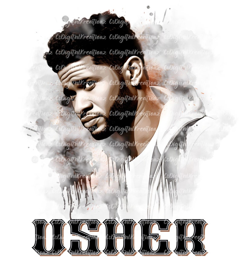 Usher Fan Art LIMITED Bundle of 2 Transparent Digital Sublimation Png ...
