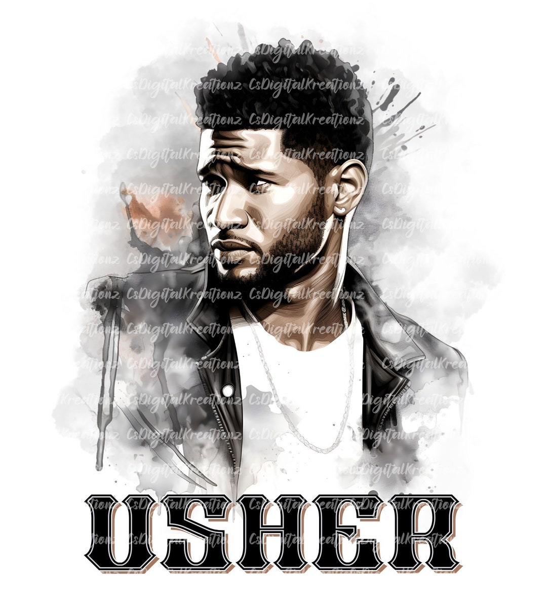 Usher Fan Art LIMITED Bundle of 2 Transparent Digital Sublimation Png ...